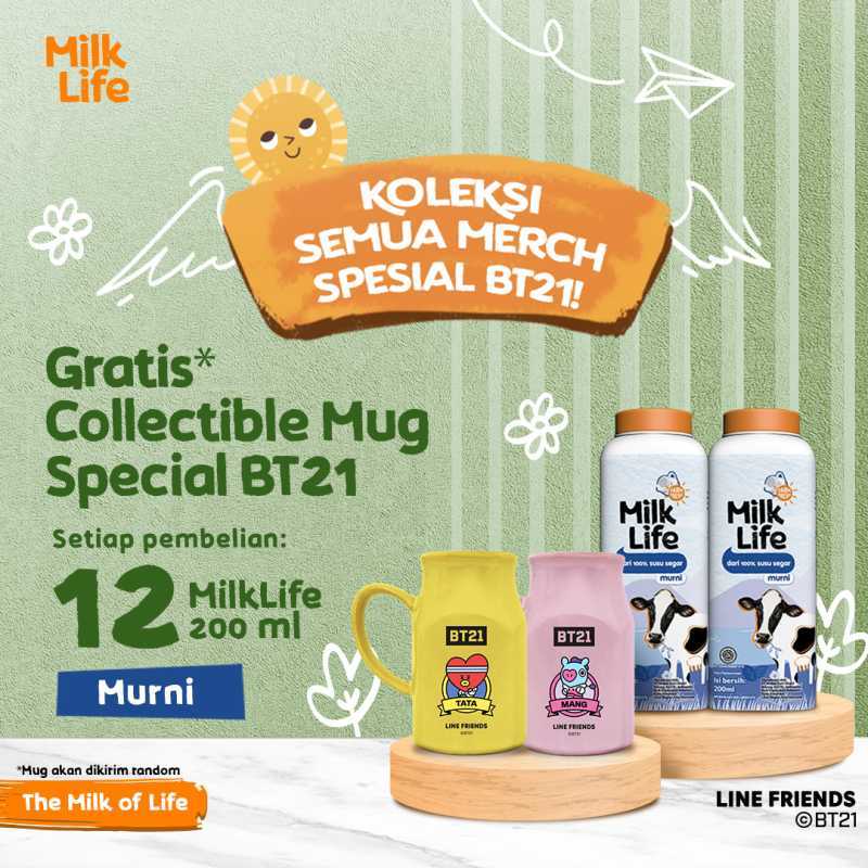 Jual Bekasi - MilkLife Fresh Milk Murni [200 mL/12 pcs] + Free Collectible Mug BT21 di Seller ...