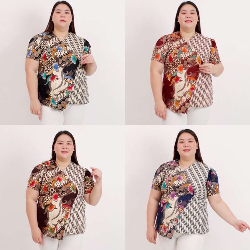 Promo Baju Blouse Atasan Batik Wanita Jumbo Big Size Ld 120cm Xxl Xxxl