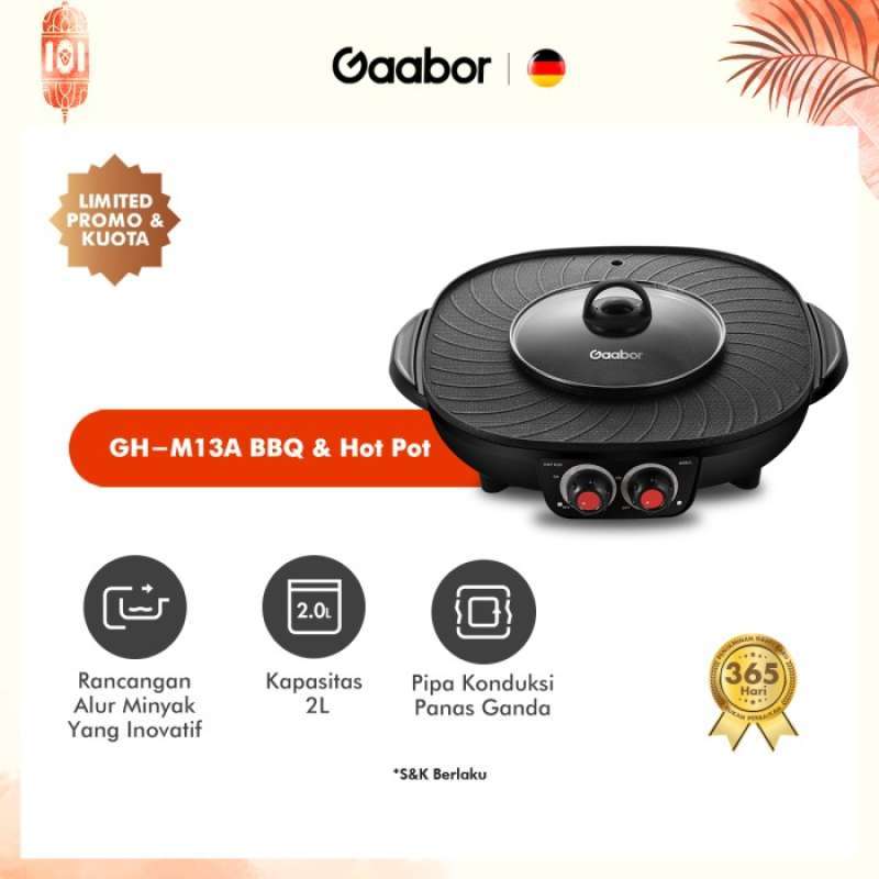 Jual Gaabor Electric BBQ & Hotpot 2-in-1 Panci Panggang Grill Shabu ...