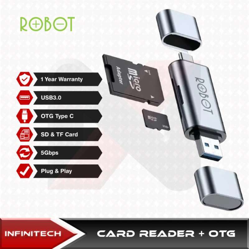 Promo Robot Cr202 2In1 Memory Card Reader Sd Tf Usb 3.0 Otg Type C ...