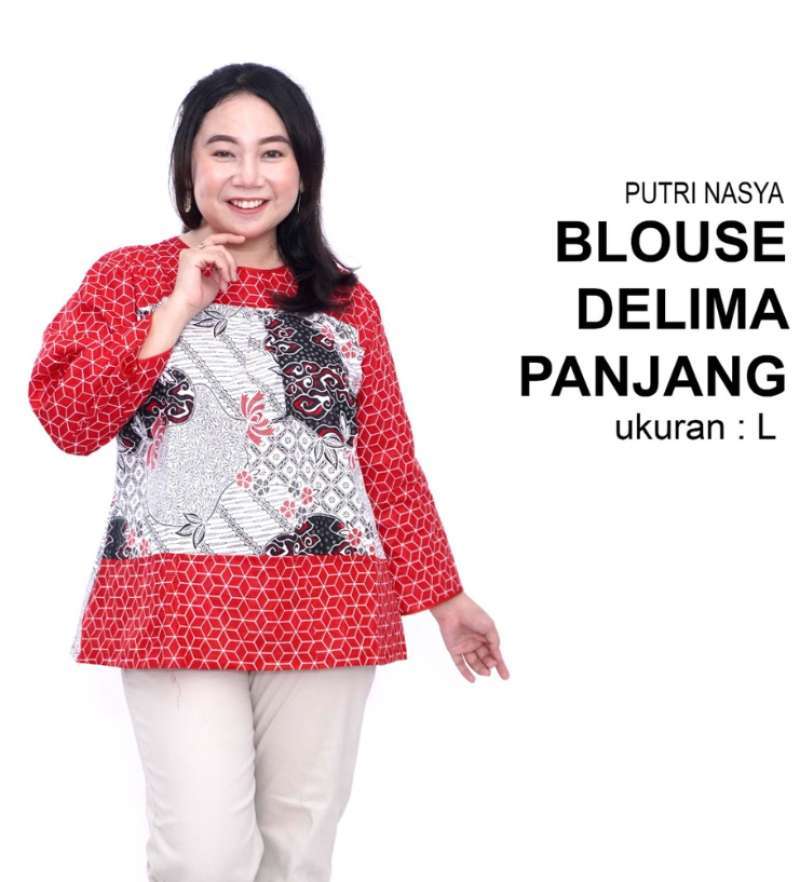 Jual Atasan Batik Jumbo Wanita Blouse Big Size Wanita Kerja Jumbo M L