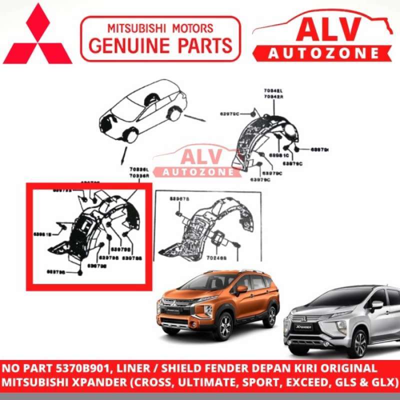 Jual Linner Liner Penahan Lumpur Depan Kiri Mitsubishi Xpander 5370b901 ...