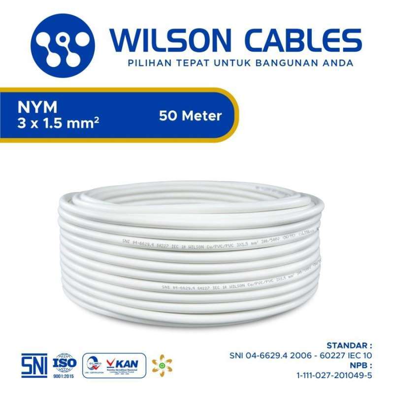 Promo Kabel Nym 3x1.5 Mm2 Putih 50 Meter - Kabel Listrik Tembaga Wilson ...