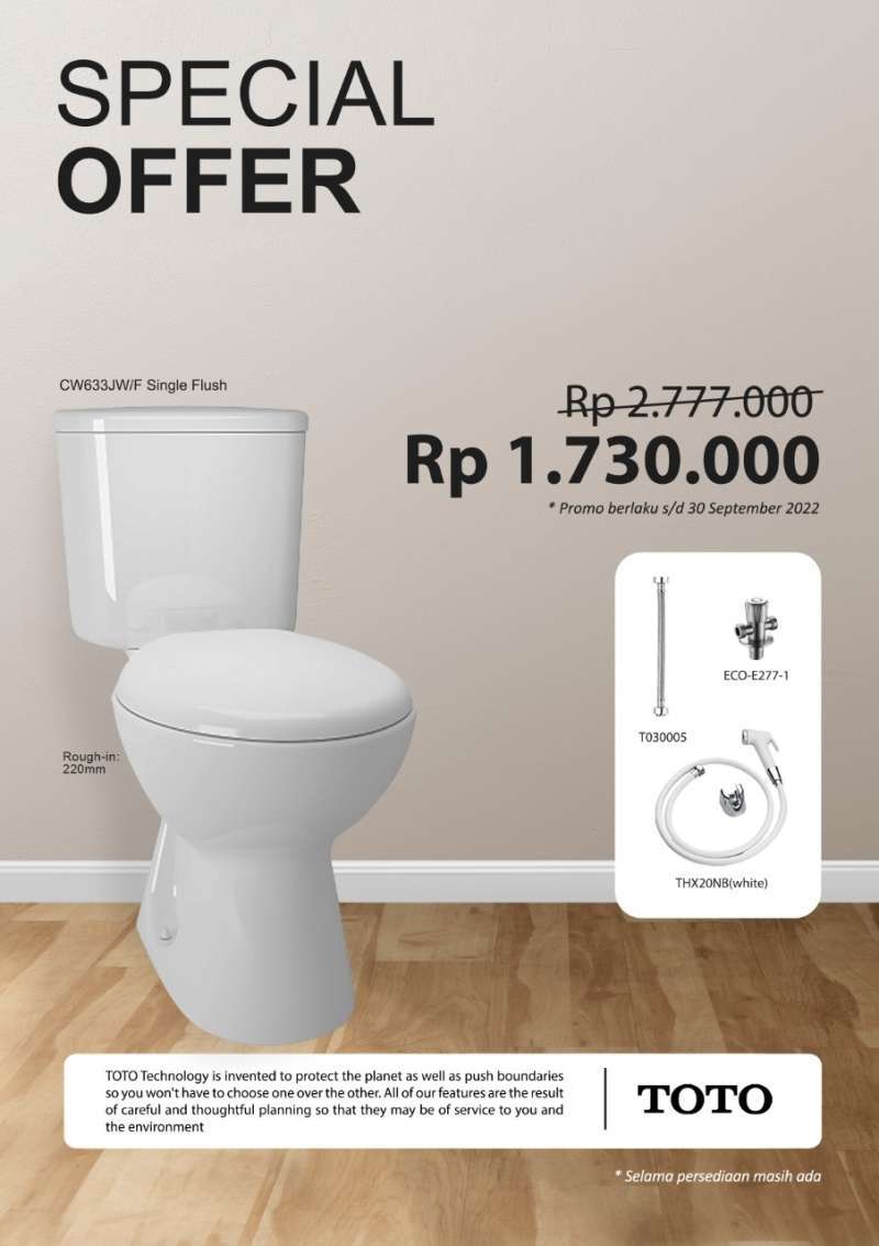 Jual Paket Spesial Closet Toto Cw633j + Eco-e277-1 + T030005 + Thx20nb Di Seller Rumahku ...