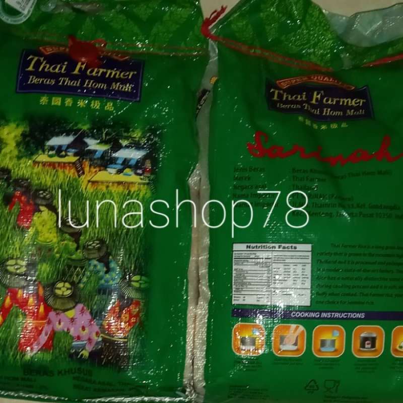 Jual Beras Thai Hom Mali Thai Farmer 5kg di Seller AToZphere - Pandau ...