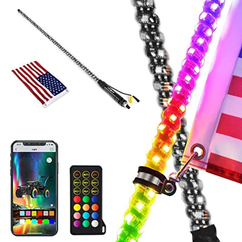 Promo Omotor 5ft LED Whip Lights with Bluetooth and Remote Control ...