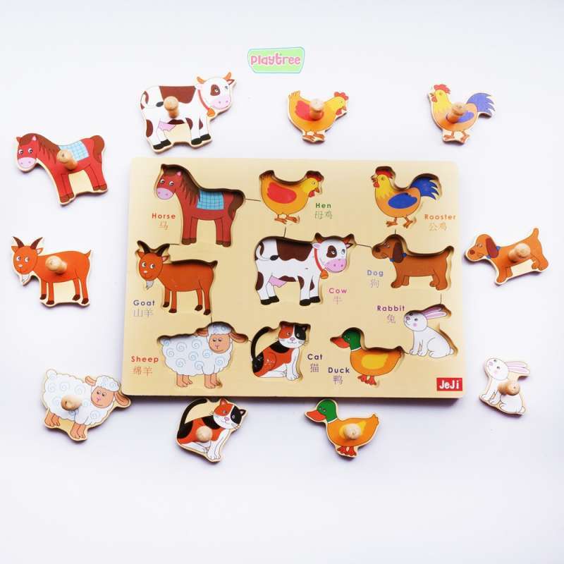 Jual Mainan Edukasi Puzzle Kayu Knob Jumbo Transportasi / Binatang ...