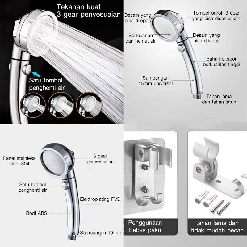 Promo Set Shower Air Panas Dan Dingin Bertekanan Kepala Putar Turbo ...