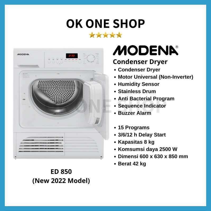 Jual MODENA Condenser Dryer ED 850 (8 kg) | Pengering Pakaian ED850 di ...