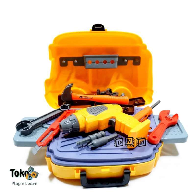 Jual Mainan Kado Anak Boy Tool Set 2 In 1 Construction Tools Obeng Bor ...