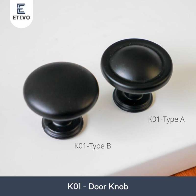 Jual Etivo K01 Door Knob Handle Black | Tarikan Pintu Laci Pentol Bulat ...