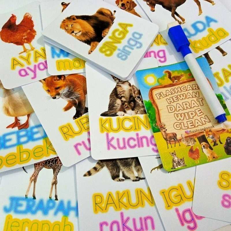 Promo MAINAN EDUKASI FLASH CARD HEWAN DARAT FLASHCARD BINATANG ANAK ...