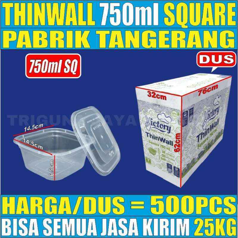 Promo Thinwall Sq 750ml Square Per Dus Food Container Box Tempat Kotak