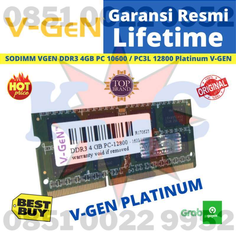 Promo Ram V-Gen Sodimm Ddr3 4Gb Pc12800 Platinum Vgen Ram Notebook ...