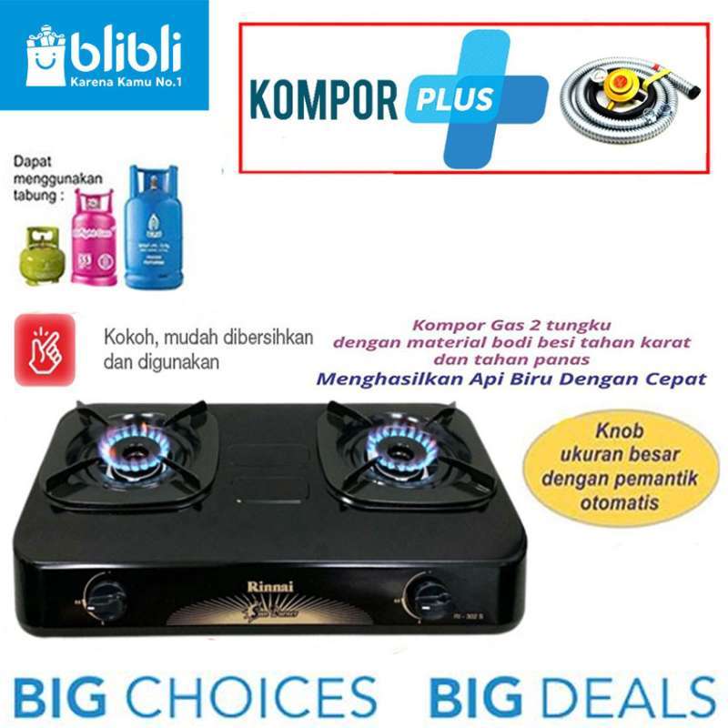 Jual Rinnai Ri-302s Ri302s Ri 302s Kompor Gas Rinnai 2 Tungku+selang ...