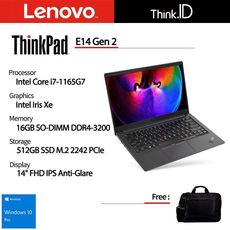 Jual Lenovo ThinkPad E14 G2 i7-1165G7 16GB 512GB NVMe 14IPS Win10Pro di ...
