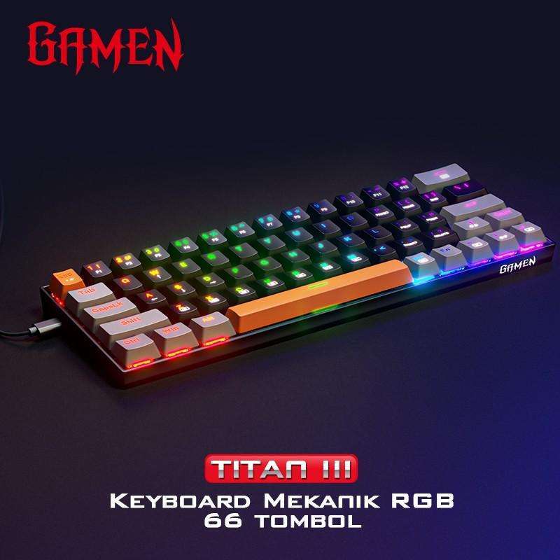 Promo Gamen Titan Iii Mechanical Switch Blue Gaming Keyboard Wired Rgb ...