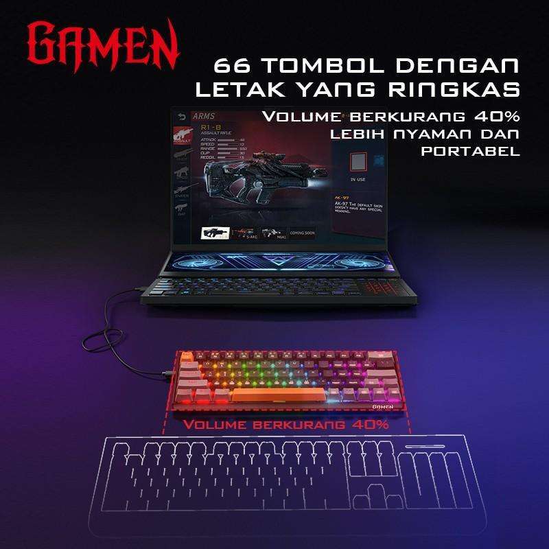 Promo Gamen Titan Iii Mechanical Switch Blue Gaming Keyboard Wired Rgb ...