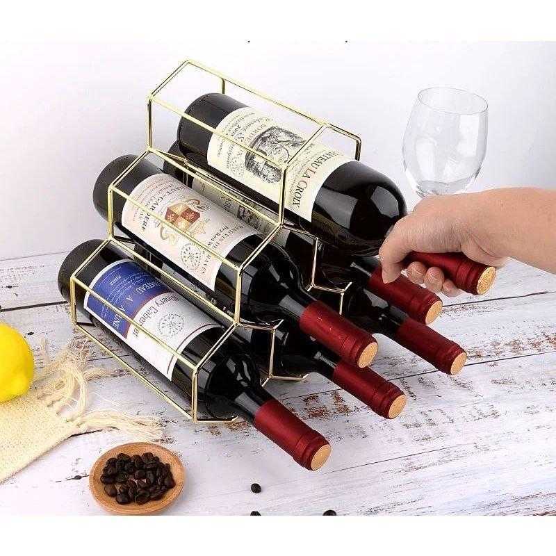 Jual Tempat Wine Rak Botol Stainless Gold Honeycomb Wine Rack 6 Bottles ...