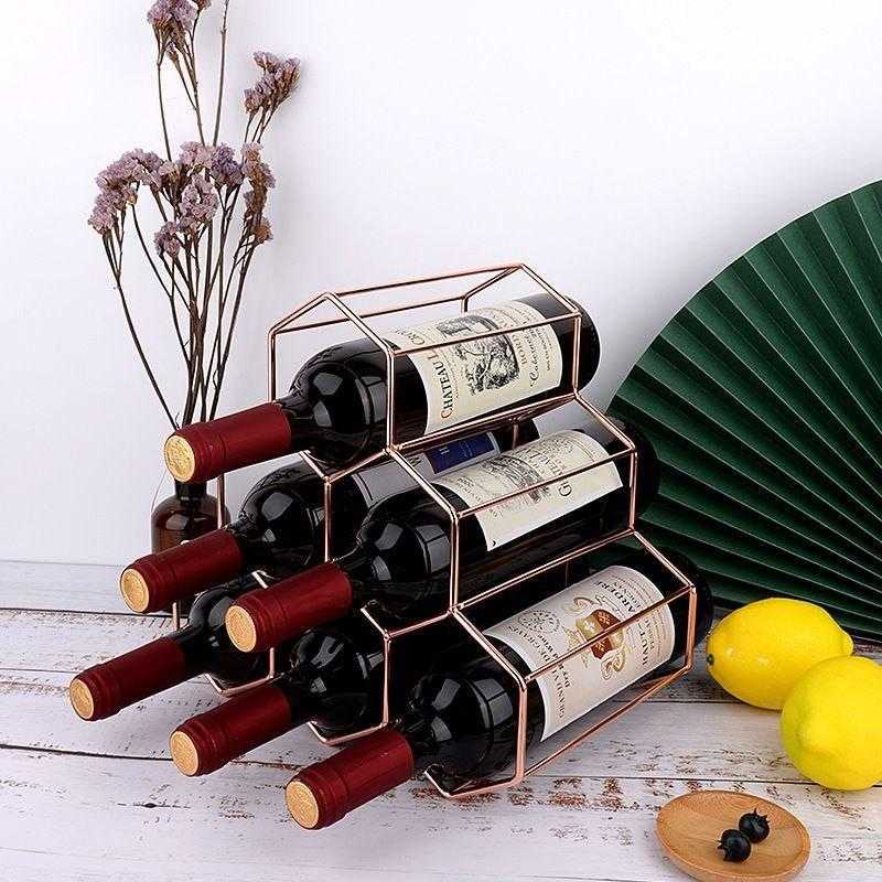 Jual Tempat Wine Rak Botol Stainless Gold Honeycomb Wine Rack 6 Bottles ...