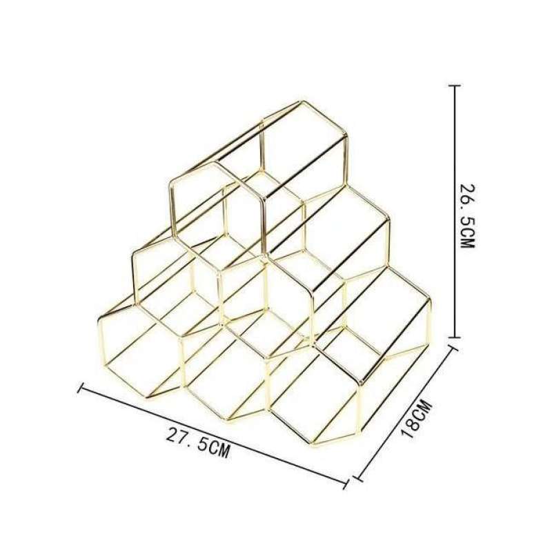 Jual Tempat Wine Rak Botol Stainless Gold Honeycomb Wine Rack 6 Bottles ...