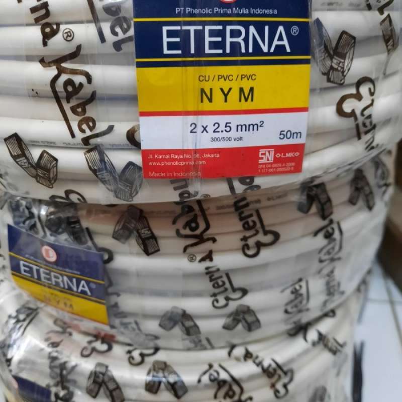Promo Kabel Listrik Nym 2X2.5 Eterna 1 Roll 50 Meter Diskon 10% di Seller Jamil Store ...