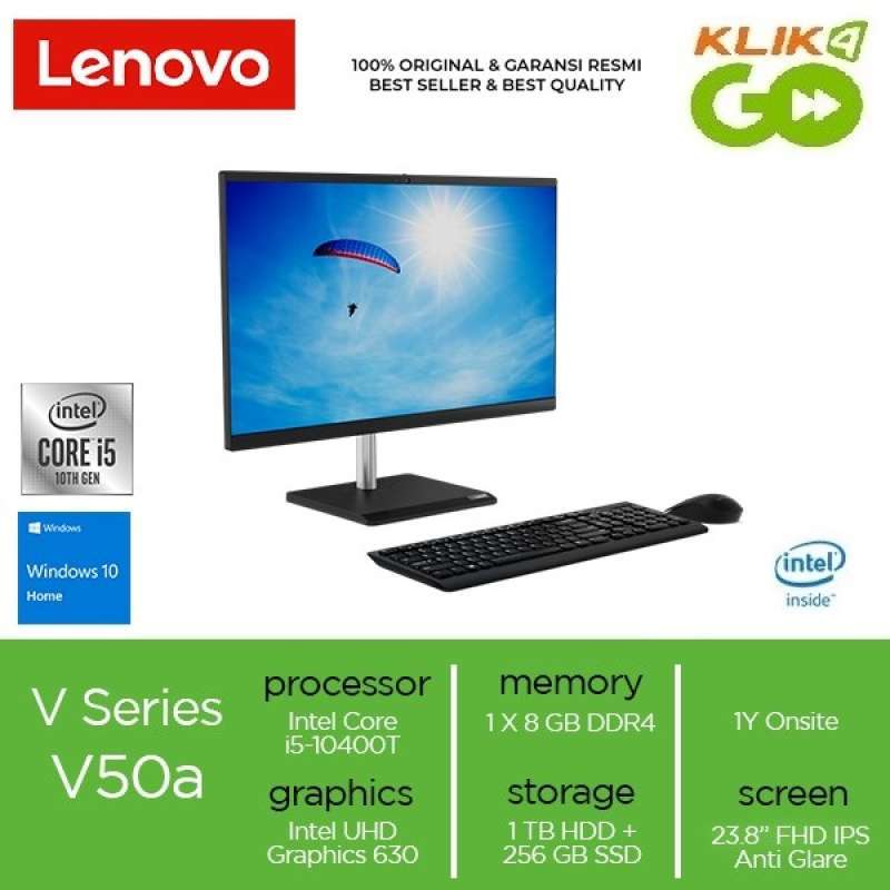 Jual Lenovo Aio V50a-24imb - I5-10400t - Ram 8gb - 1tb+256gb Ssd - 23.8 Fhd Ips - Win 10 Home ...