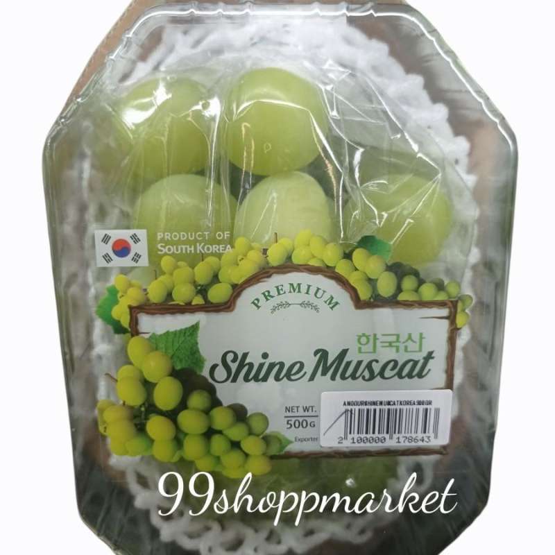 Promo Anggur Shine muscat original korea 500 gram / pack Diskon 21% di ...