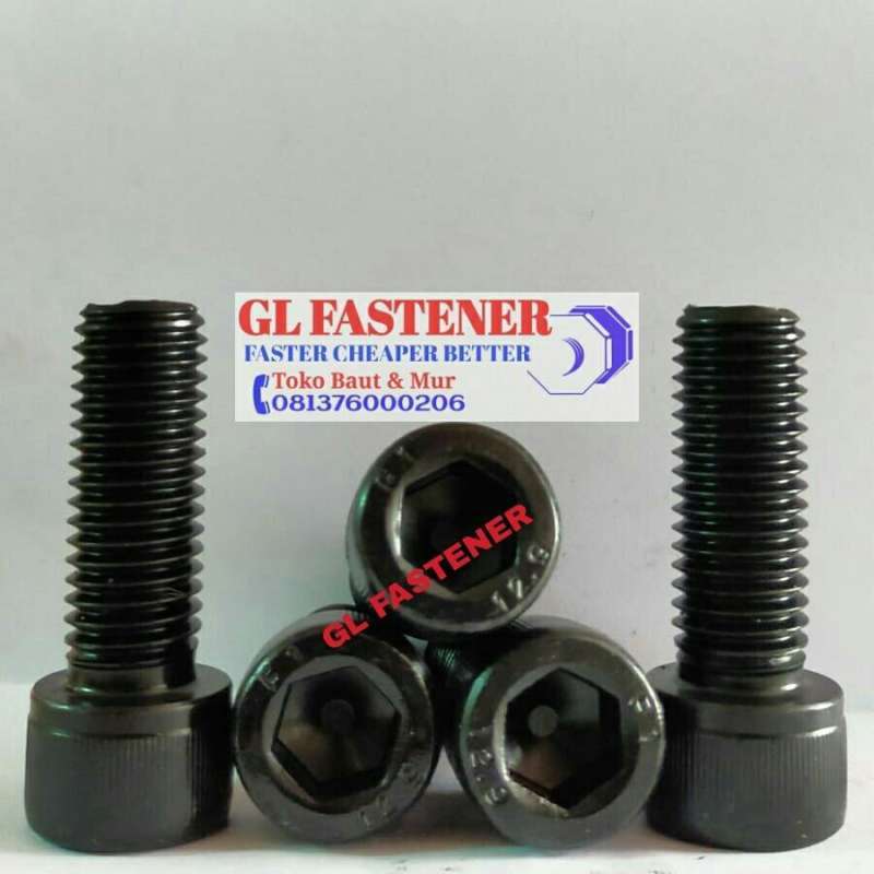 Jual Baut L Baja M16 X 35 Hitam / Socket Cap Screw Grade 12.9 Bl P2.0 L14 Di Seller Gl Fastener ...