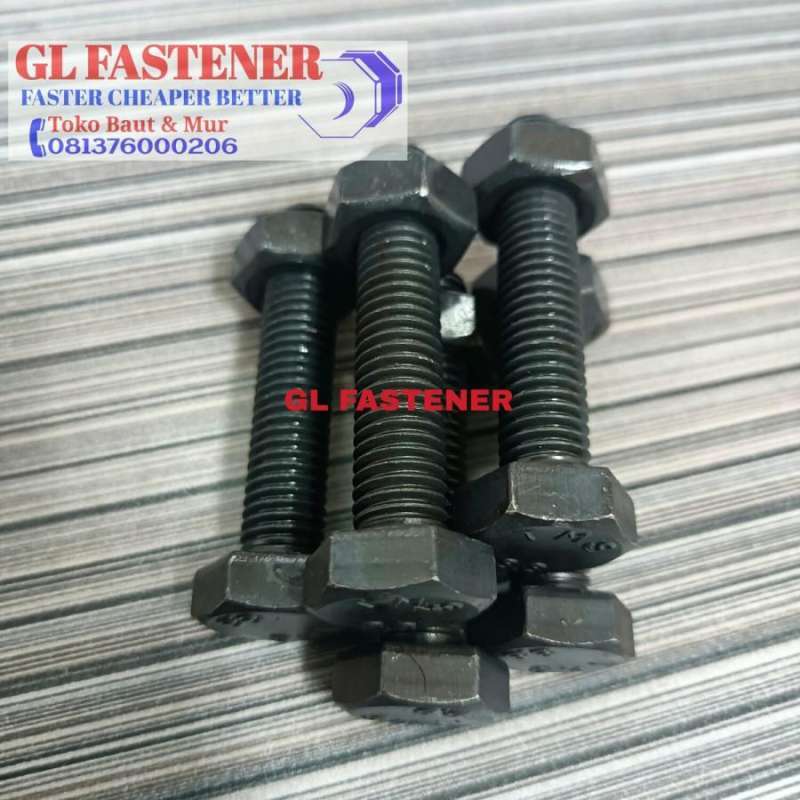 Jual Baut Mur Baja 8.8 M12 X 80 Htb Grade 8.8 Kunci 19 Full Drat P1.75 Ft Di Seller Gl Fastener ...