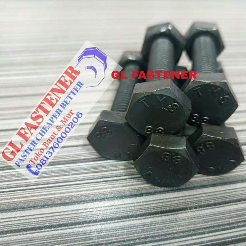 Jual Baut Mur Baja 8.8 M12 X 80 Htb Grade 8.8 Kunci 19 Full Drat P1.75 Ft Di Seller Gl Fastener ...