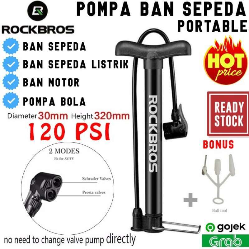Promo Pompa Ban Sepeda Rockbros Alumunium 120 PSI Portable Dan Ringan ...