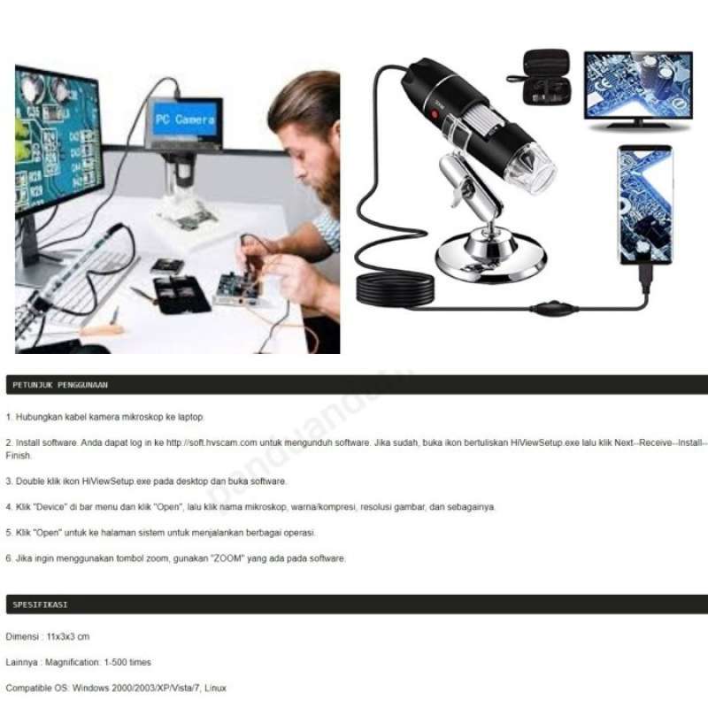 Jual Kamera Digital Microscope Endoscope Magnifier Usb Mikroskop 111132 ...