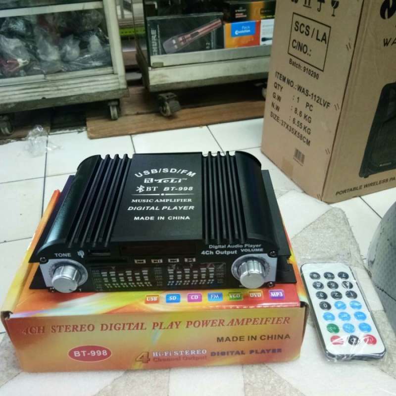 Jual POWER AMPLIFIER MOBIL 4 CHANNEL TELI BT998 BLUETOOTH, USB MP3, AC ...