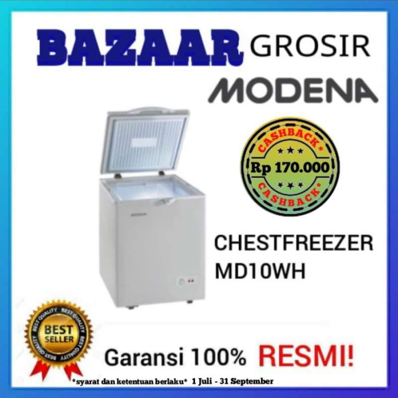 Promo MODENA CHEST FREEZER CONSERVA MD 10 W MD10W KAPASITAS 100 LITER ...