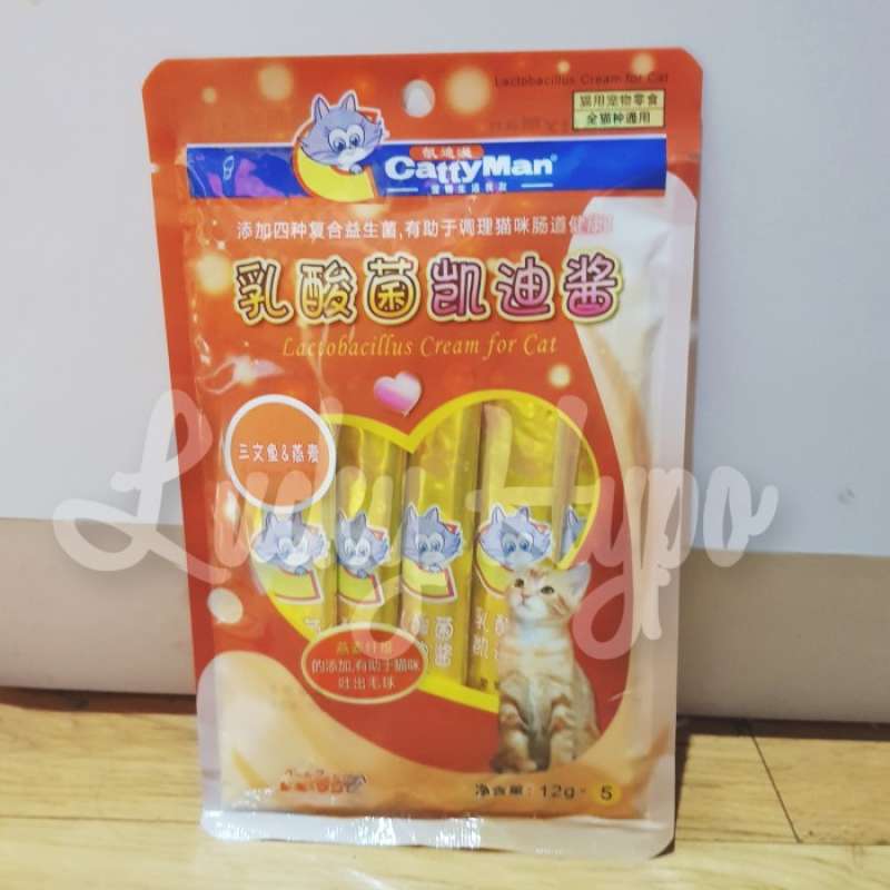 Jual Snack Kucing Cattyman Lactobacillus Cream Salmon & Oat 5x12gr ...