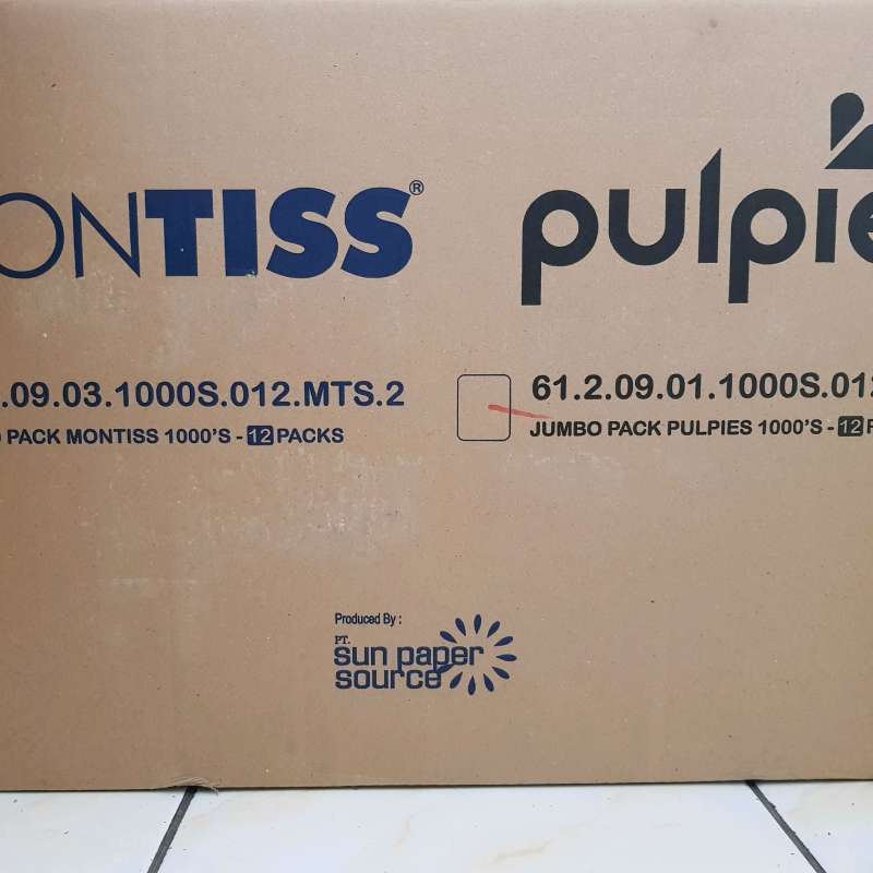 Jual 1 Dus isi 12 pack tissu tissue facial PULPIES 1000sheet 2ply tisu ...