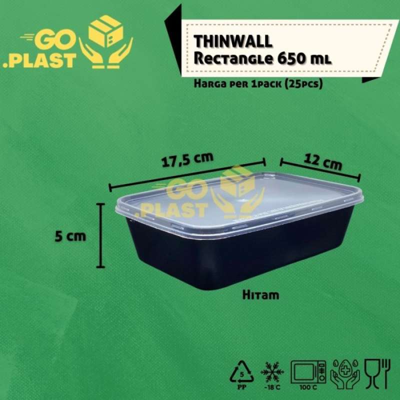 Jual Thinwall 650 Ml Warna Kotak Makan Plastik 650 Ml Warna Isi 25pcs