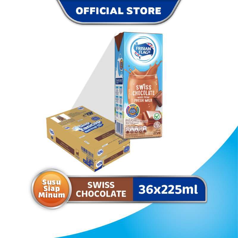 Jual Frisian Flag Swiss Chocolate Susu UHT [225 mL] x 36 pcs di Seller Frisian Flag Beverage ...