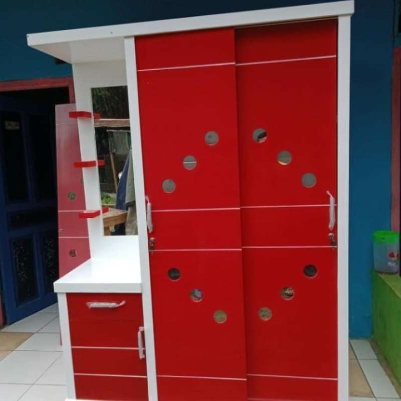 Jual lemari sliding 2 pintu+meja rias/lemari 2 in 1 - Biru di Seller ...