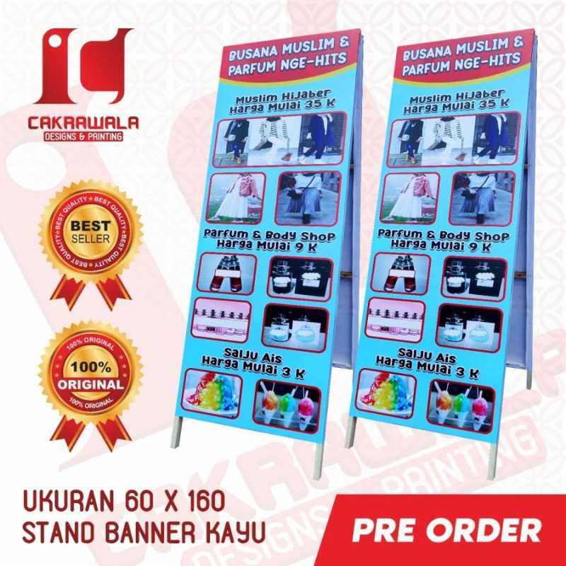 Jual STAND BANNER KAYU UKURAN 60 X 160 - SEGITIGA BANNER KAYU - 1 SISI ...