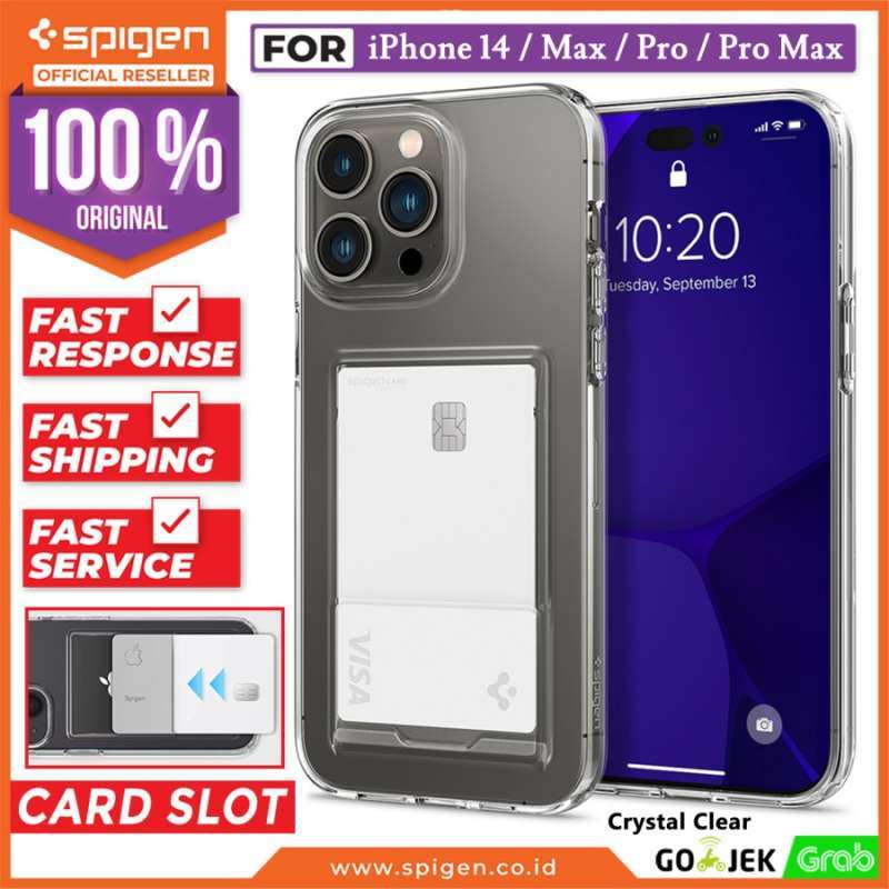 Jual Case iPhone 14 Pro Max Plus Spigen Crystal Slot Card Clear Casing ...