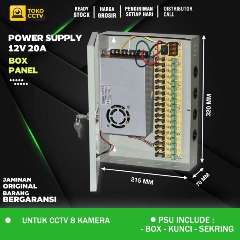 Promo Power Supply Box 20a / 12v Central Panel Cctv Adaptor + Kipas ...