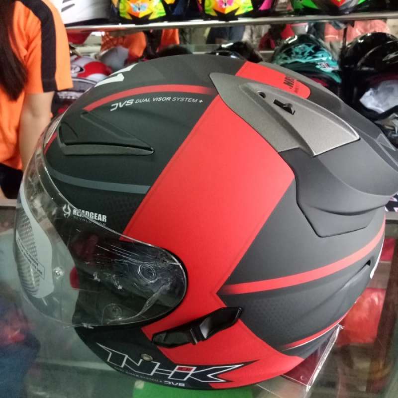 Jual HELM NHK R1 MOTIF DOUBLE VISOR HITAM LIS MERAH DOF di Seller Pusat ...