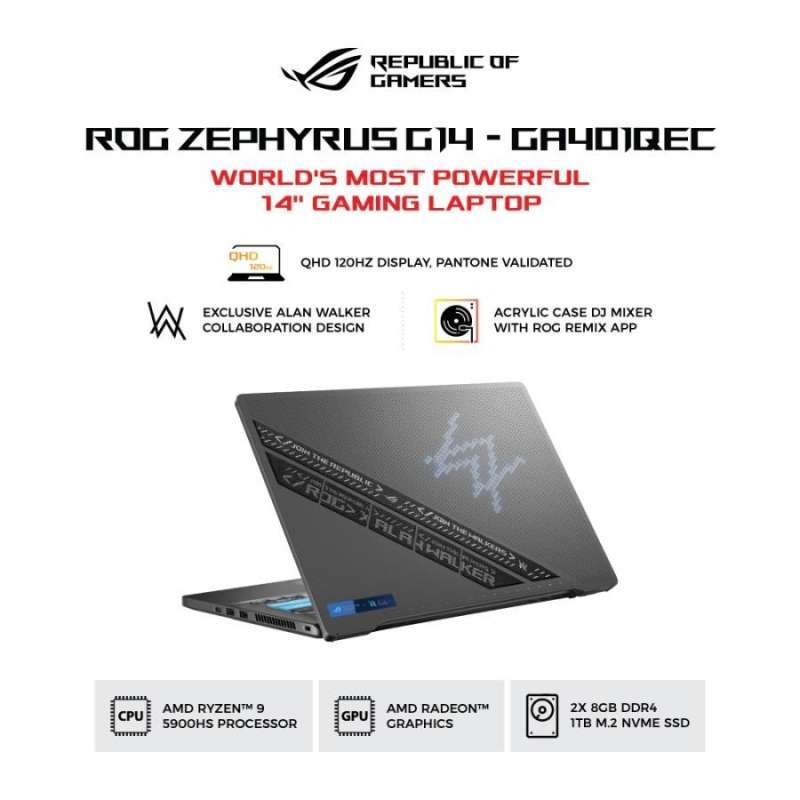 Jual ASUS ROG Zephyrus G14 Alan Walker Edition GA401QEC-AW - Grey di ...