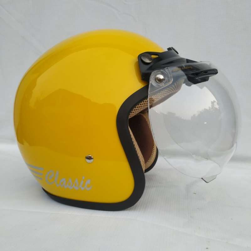 Promo Helm Bogo Retro Clasic kuning glossy helm dewasa Diskon 38% di ...