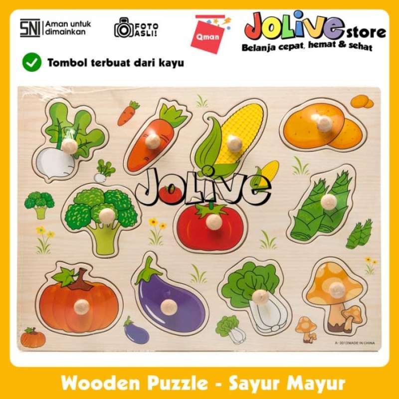 Jual Mainan Edukasi Edukatif - Puzzle Kayu Sayur Mayur Tombol Kayu di ...