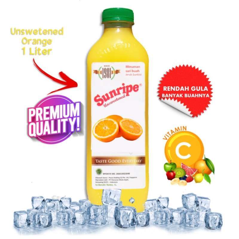 Jual Jeruk Sunkist Jus Jeruk Tanpa Gula Sunripe Unsweetened Orange 1 Liter di Seller Sunripe Jus ...