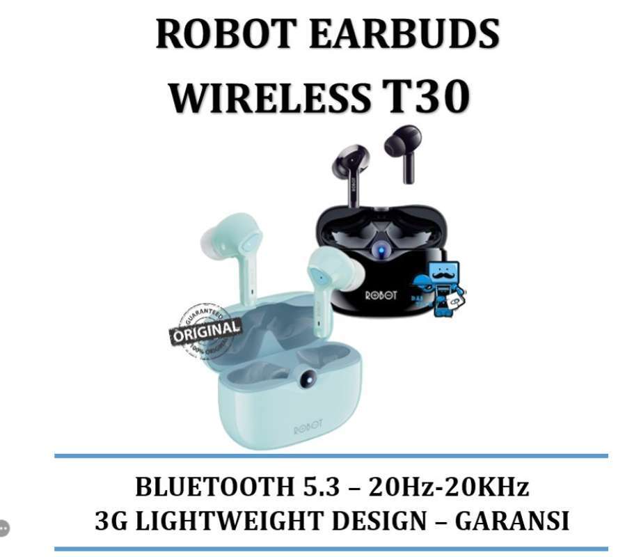 Promo Robot Wireless Earphone Airbuds T30 - Original Diskon 11% di ...