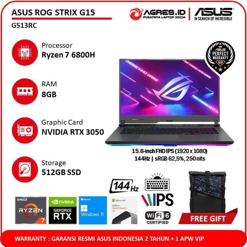 Promo Asus ROG Strix G513RC | Ryzen 7 6800H 8GB 512SSD RTX3050 4GB W11 ...